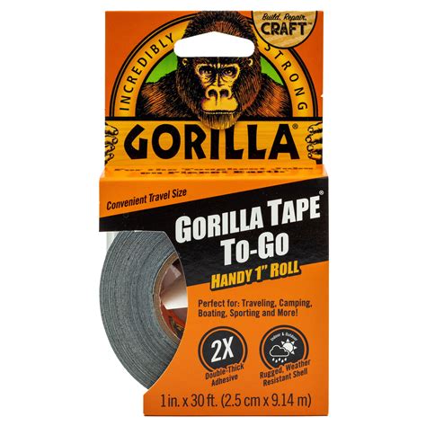 Gorilla Black Duct Tape To Go 1 In X 30 Ft Single Roll