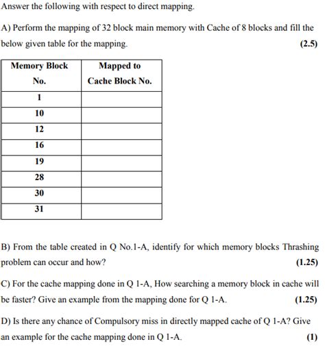 Solved Answer The Following With Respect To Direct Mapping Chegg Com