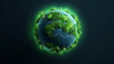 Premium Ai Image Green World On Dark Background Earth Day Environment