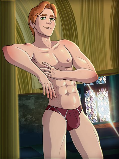 Rule 34 1boy Abs Athletic Male Bara Big Bulge Bulge Fred Weasley