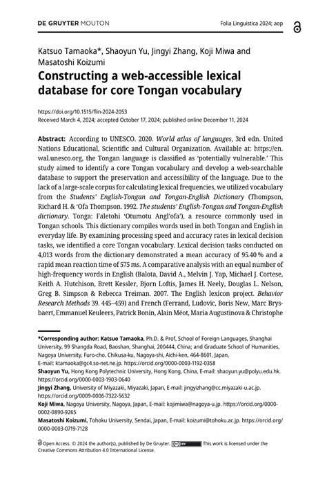 PDF Constructing A Web Accessible Lexical Database For Core Tongan