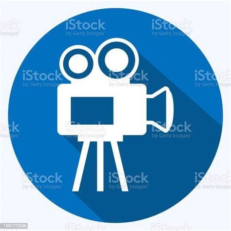 아이콘 비디오 카메라 결혼식 상징을 위해 적당한 긴 그림자 스타일 편집 가능한 간단한 디자인 디자인 템플릿 벡터 간단한 기호 그림 가정용 캠코더에 대한 스톡 벡터 아트 및