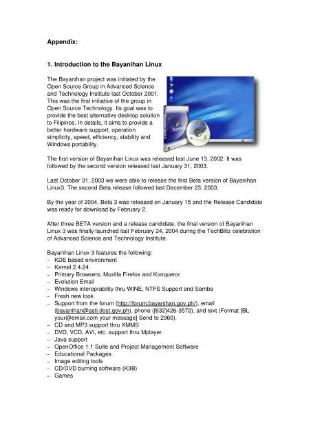 appendix 1 introduction to the bayanihan linux ph