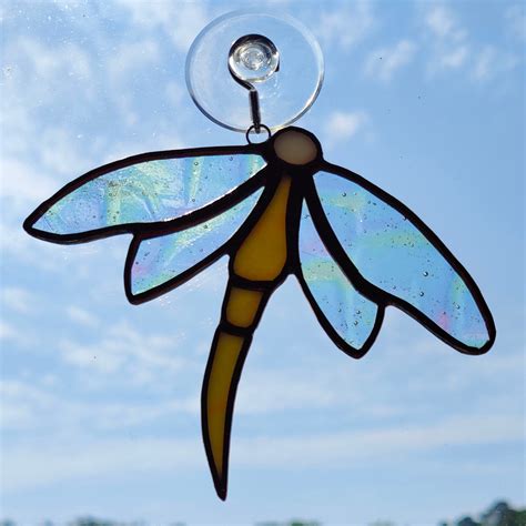 Handmade Stained Glass Dragonfly Suncatcher Etsy