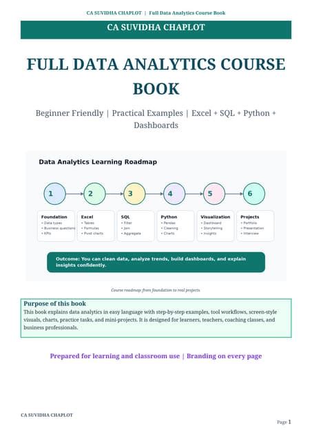 Full Data Analytics Course Book For Beginners Excel Sql Python
