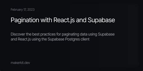 Pagination With Reactjs And Supabase