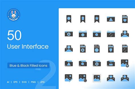 User Interface Blue Black Icons Graphic By IconBunny Creative Fabrica