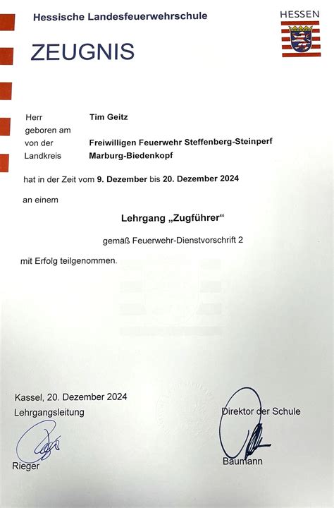 Feuerwehr Wir Gratulieren Unserem Kamerad Tim Geitz Ganz Herzlich Zum Bestandenen Lehrgang