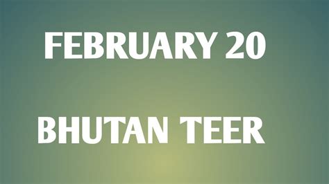 Bhutan Teer Common Number 20022024 Youtube