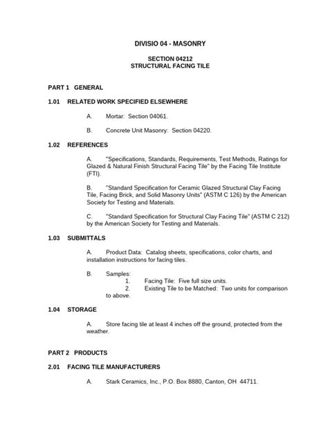 Structural Facing Tile Pdf Tile Masonry