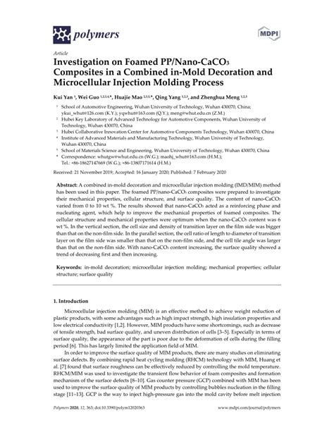 Pdf Investigation On Foamed Ppnano Caco3 Composites In A Combined In