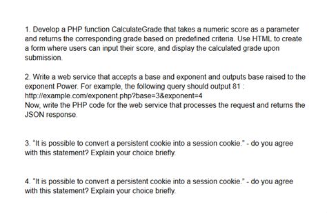 Solved Develop A PHP Function CalculateGrade That Takes A Chegg