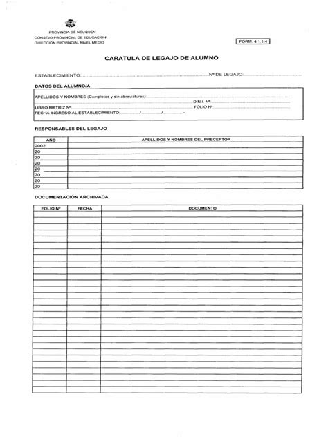 Caratula Legajo De Alumno Pdf