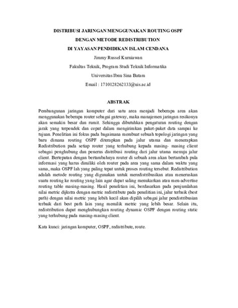 Doc Distribusi Jaringan Menggunakan Routing Ospf Dengan Metode Redistribution