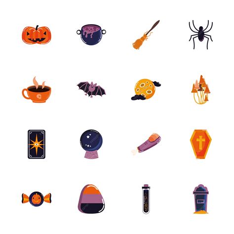 Free Vector Bundle Of Halloween Set Icons