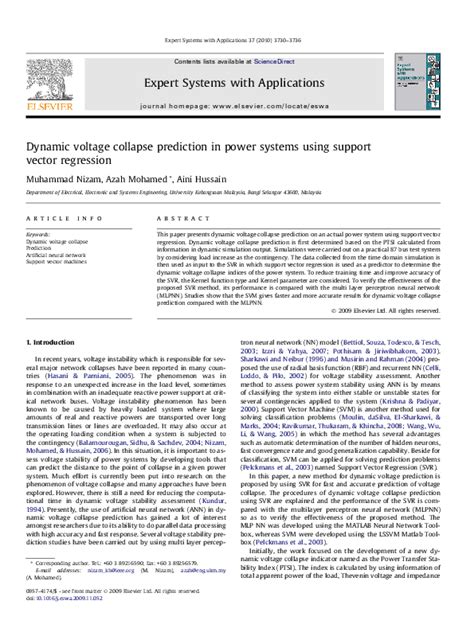 Pdf Dynamic Voltage Collapse Prediction In Power Systems Using