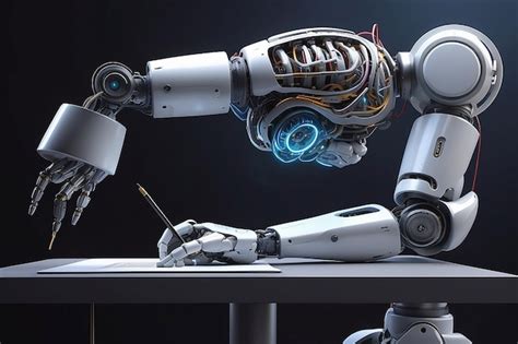 Premium Photo 3d Rendering Robot Arm Writing Ai Brain