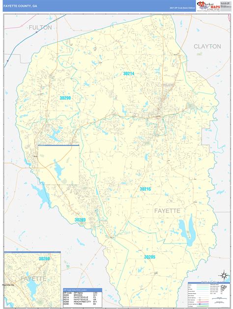 Fayette County Ga Zip Code Wall Map Basic Style By Marketmaps Mapsales
