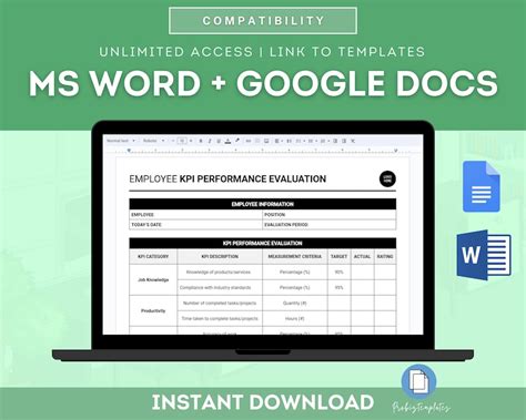 Employee Kpi Performance Evaluation Form Template Performance Metrics Assessment Form Employee