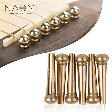 Naomi 어쿠스틱 기타 String Bridge Pin Brass 6 Strings 기타 핀 스틱 기타 부품 액세서리기타