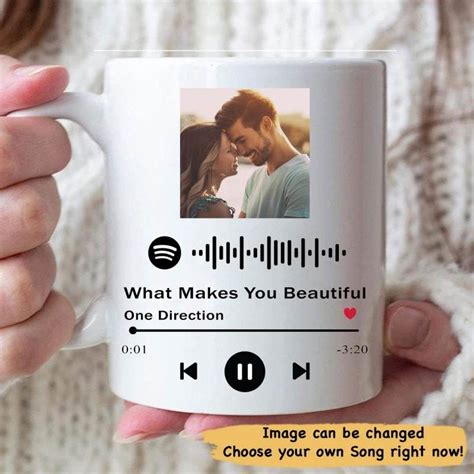 Custom Music Photo Mug With Scannable Spotify Code Personalized T For Lover Вдохновляющие