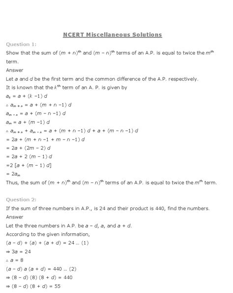 Maths Ch 9 Sequences And Series Class 11 Ncert Solutions