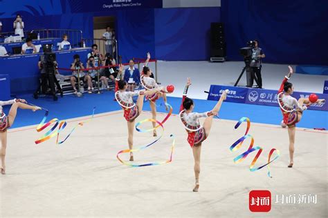 天府融媒看大运丨成都大运会艺术体操集体全能 中国队夺金丨图集 项目 陈羽啸 李佳雨
