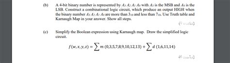 solved b a 4 bit binary number is represented by a3 a2 a1