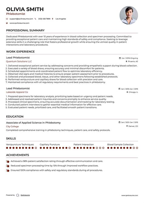 Phlebotomy Resume Template Free