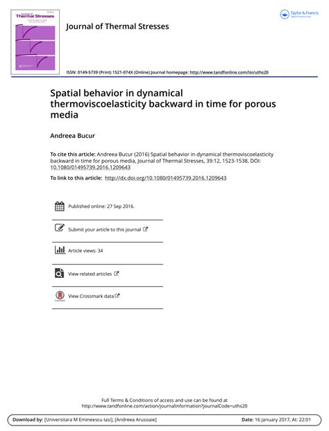 Pdf Spatial Behavior In Dynamical Thermoviscoelasticity Backward In