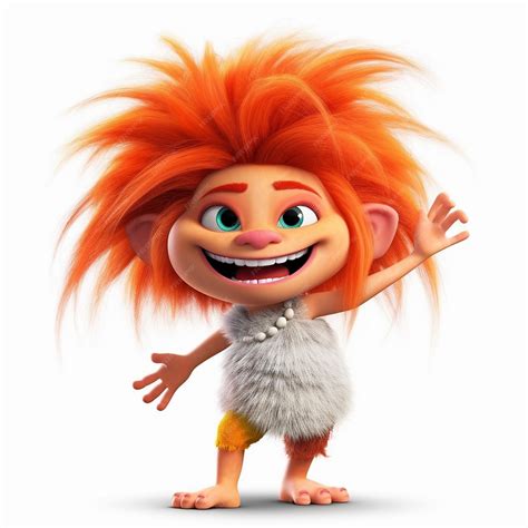 Premium Ai Image Cute Female Troll Funny Clipart In Pixar Style White