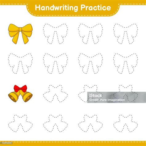 필기 연습 리본과 크리스마스 벨의 추적 라인 교육 어린이 게임 인쇄 워크시트 벡터 일러스트 레이 션 0명에 대한 스톡 벡터 아트 및 기타 이미지 Istock