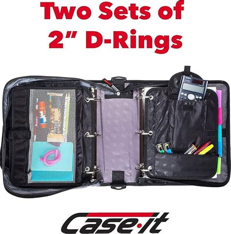 Case It Universal 2 Set Dual Zipper Binder 2” D Ring Removable Folder Backpack Straps Laptop