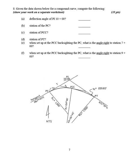 Solved 8 Given The Data Shown Below For A Compound Curve