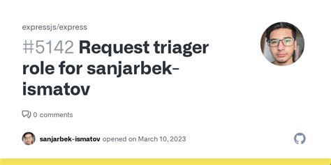 Request Triager Role For Sanjarbek Ismatov · Issue 5142 · Expressjsexpress · Github