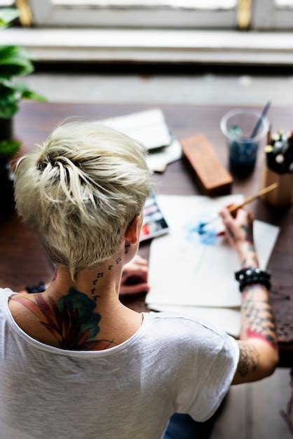 Premium Photo Tattooed Girl Watercolor Art
