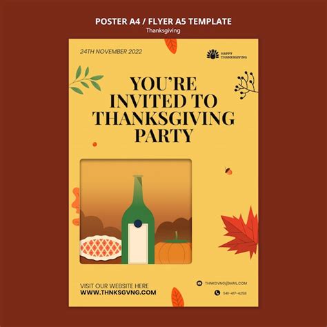 추수 감사절 축하 세로 포스터 템플릿 무료 Psd 파일