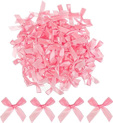 Pndeyo 35pcs Mini Pink Bows For Crafts Tiny Cute Satin