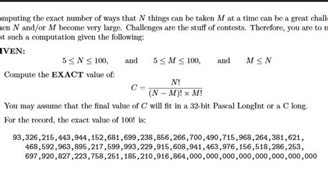 programming solution uva 369 combinations