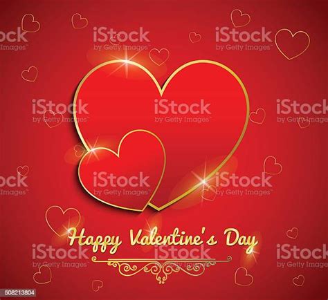 발렌타인 카드 붉은 심장부에 골드 리본상 레드 배경기술 공예에 대한 스톡 벡터 아트 및 기타 이미지 공예 남자 데이트