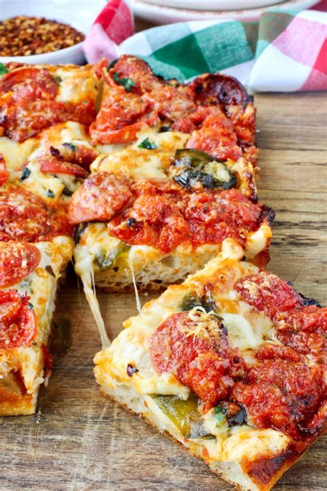 Small Batch Detroit Style Pizza With Hot Honey Jalapeños And