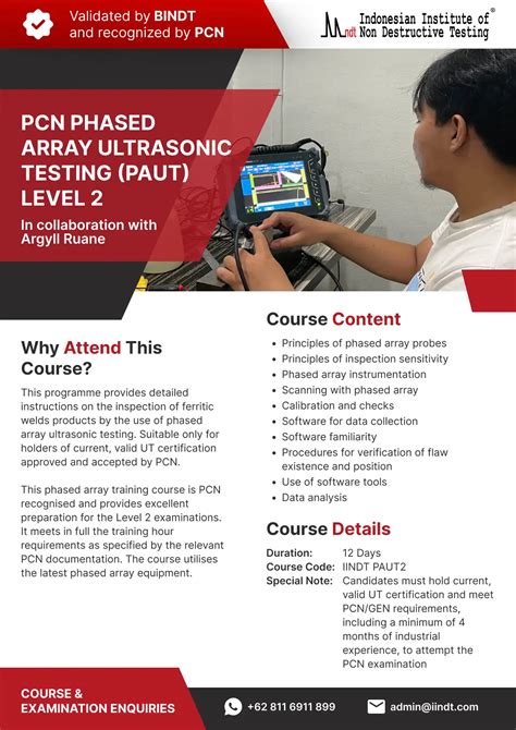 phased array ultrasonic testing level 2 iindt batam indonesian