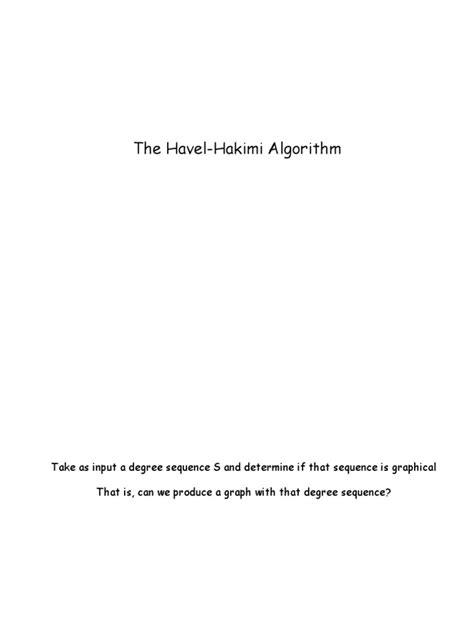 an introduction to the havel hakimi algorithm for determining graphical