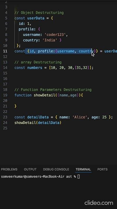 Destructring In Object Array Functional Parameters React Reactnative Coding Nodejs