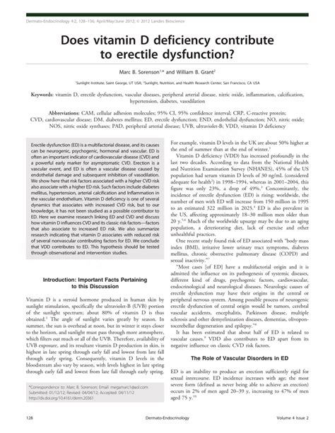 Pdf Does Vitamin D Deficiency Contribute To Erectile Dysfunction