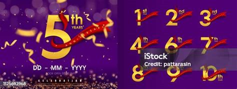 주년 기념 엠 블 럼의 설정 기념일 템플릿 디자인 웹 게임에 대 한 크리에이 티브 포스터 소책자 전단지 전단지 잡지 초대 카드 기념일에 대한 스톡 벡터 아트 및 기타 이미지