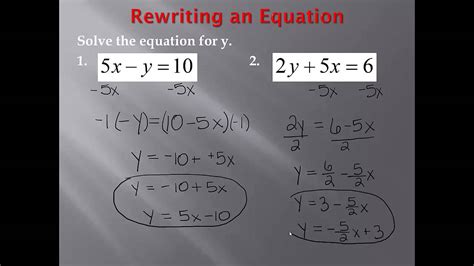 rewriting equations and formulas mrs renfro youtube
