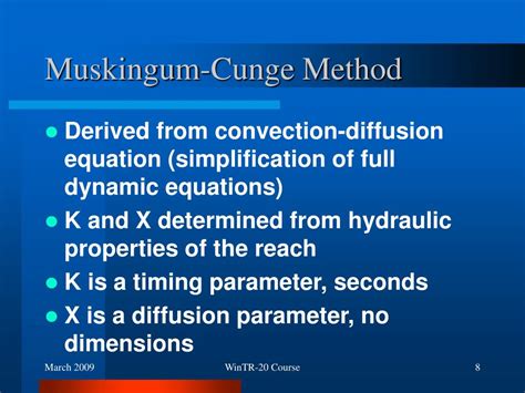 Ppt Muskingum Cunge Flood Routing Procedure In Nrcs Hydrologic Models Powerpoint Presentation