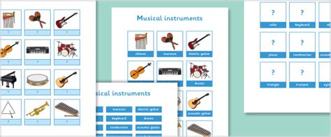 Early Learning Resources Musical Instruments Vocabulary Activity