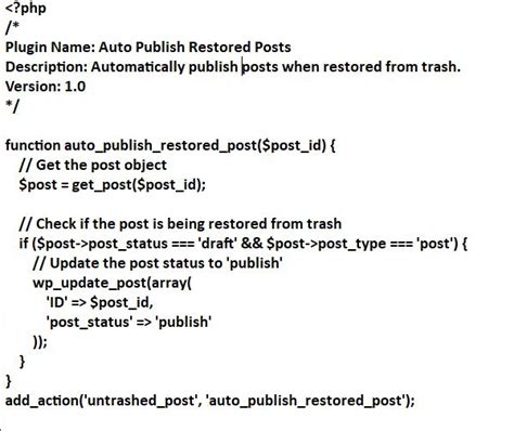 Custom Wordpress Plugin How To Auto Publish Deleted Posts After Restoring Them Wp Solver